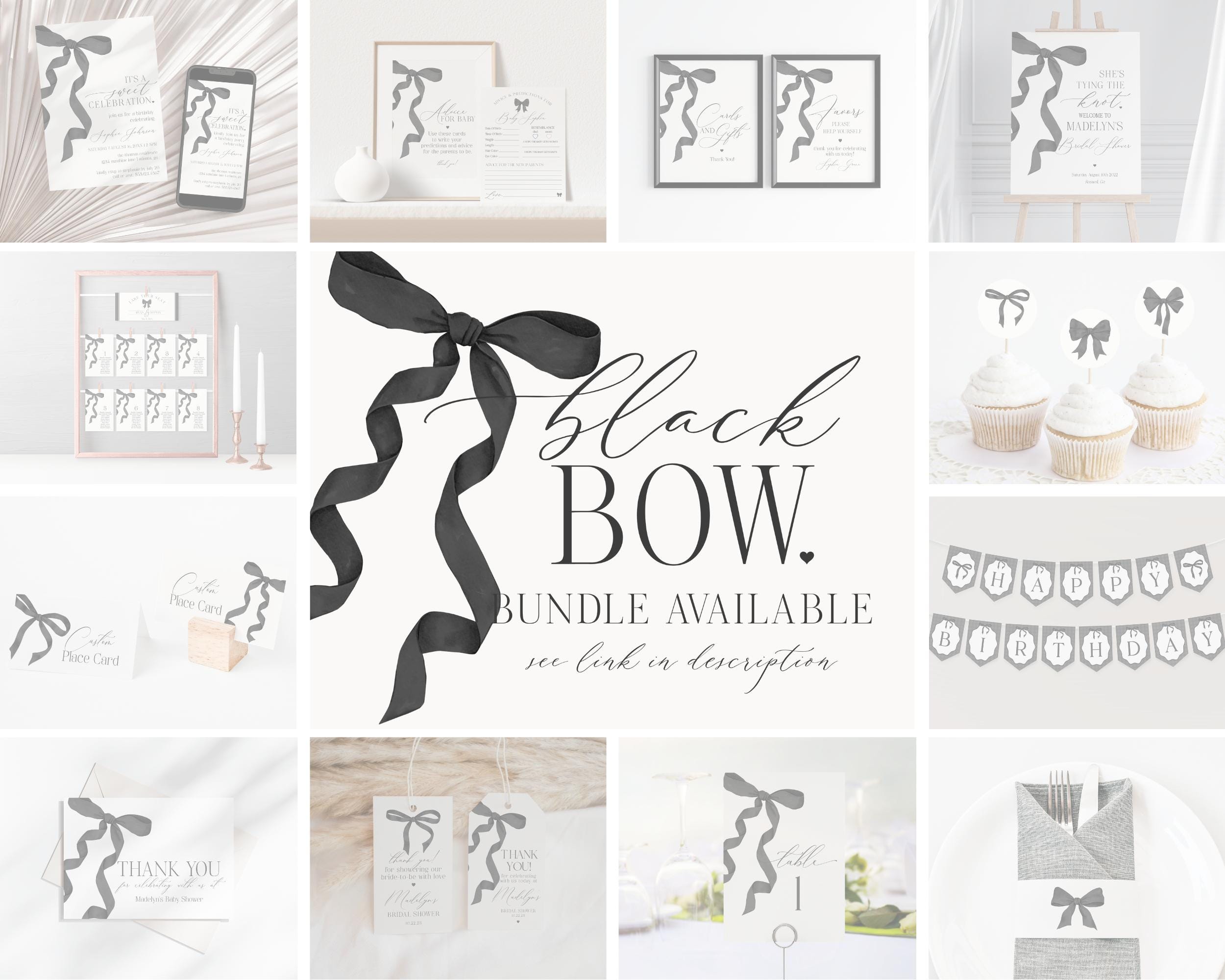 Black Bow Baby Shower Welcome Sign Printable Template, Watercolor ...
