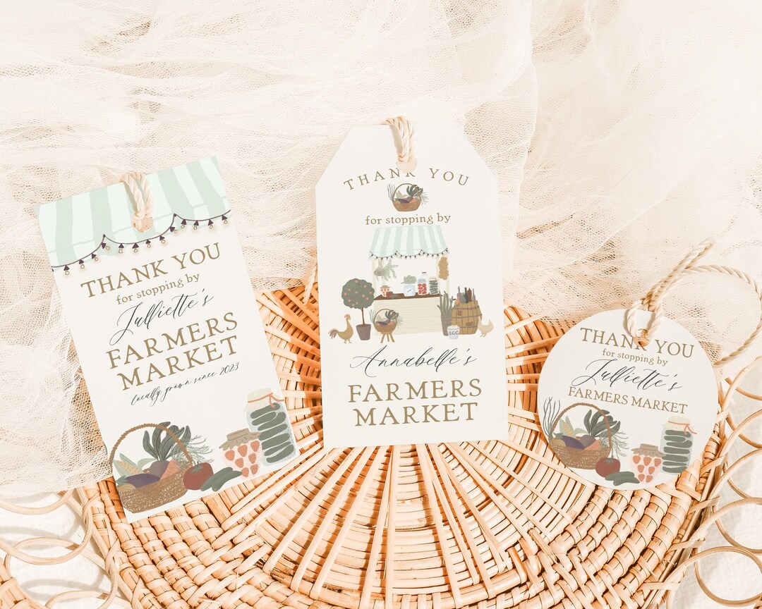 Green Farmers Market Favor Tags Template, Locally Grown Baby Shower ...