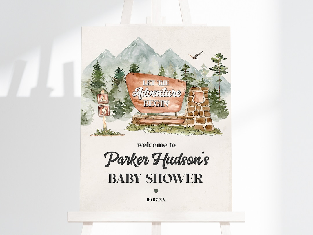 National Park Baby Shower Welcome Sign Printable Template, Woodland ...