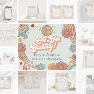 Lets Get Groovy Floral Birthday Invitation Template Set, Groovy Babe ...