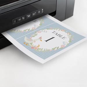 Blue Floral Silly Goose Table Number Cards Printable Template, Little ...