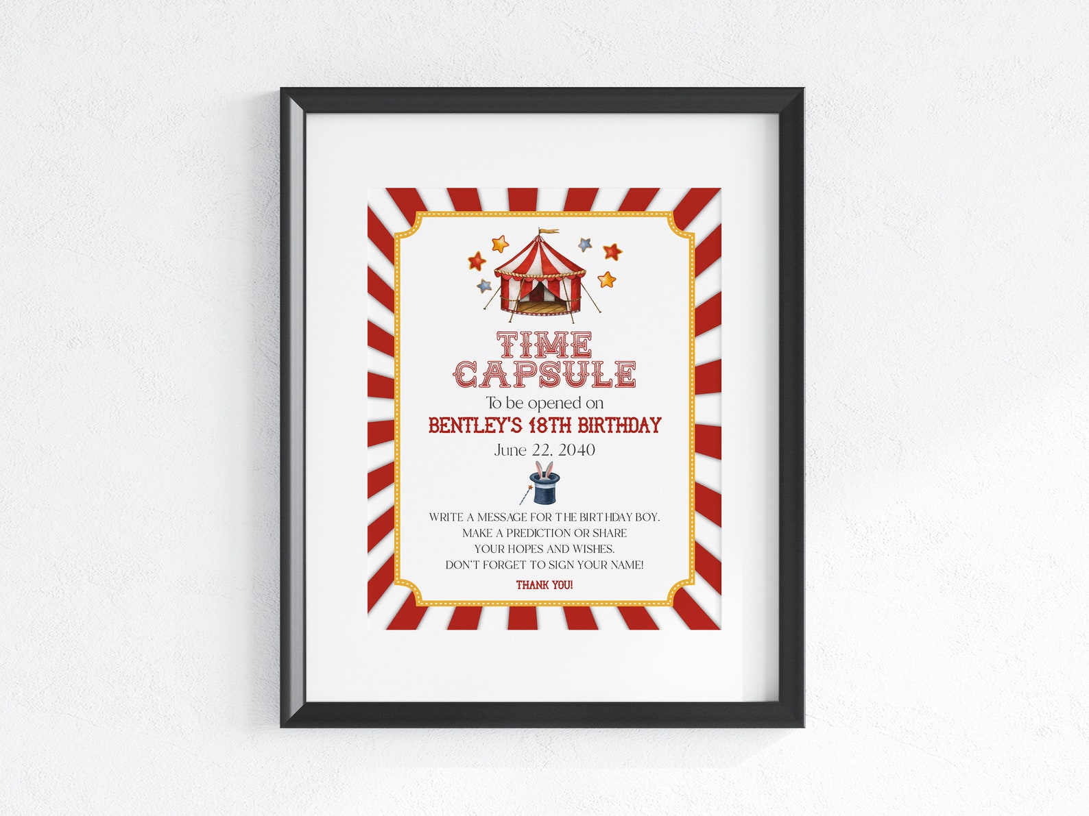 Circus Theme Time Capsule for Birthday Party Instant Download, Carnival ...