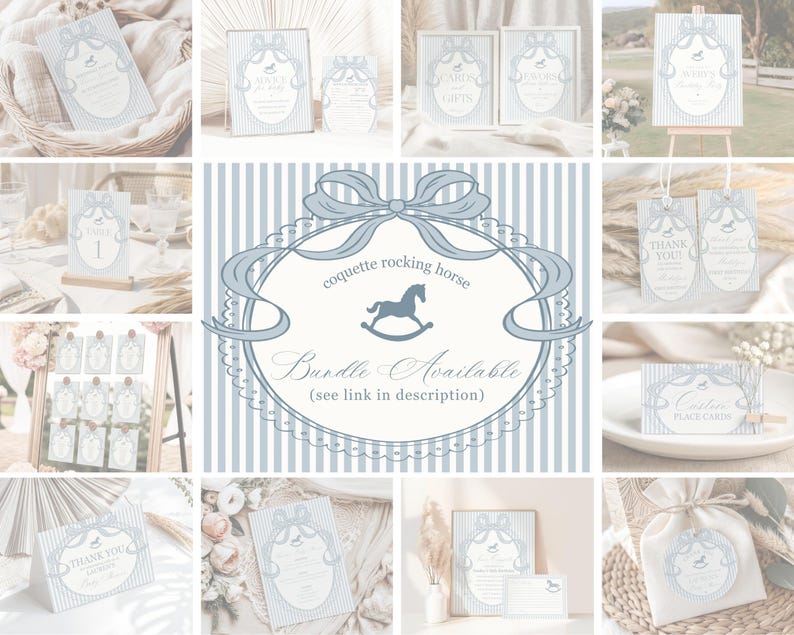 Blue Coquette Bow Rocking Horse Favorite Memories Birthday Girl ...