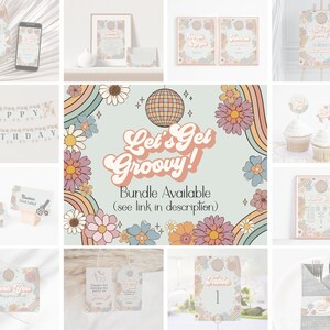 Groovy Floral Birthday Party Favor Tags Printable Template, One Groovy ...