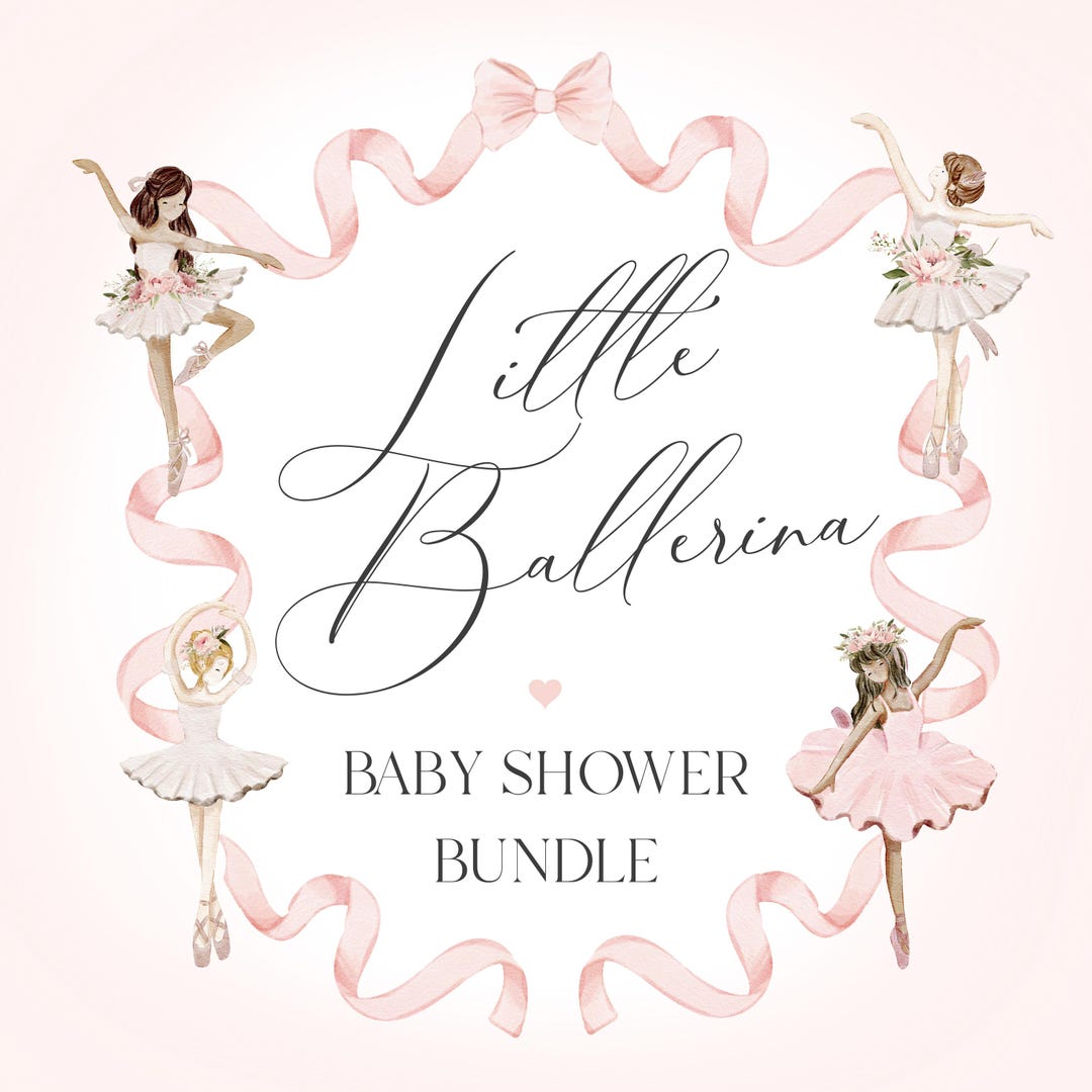 A Little Ballerina Baby Shower Bundle Printable Template, Tutu Excited ...