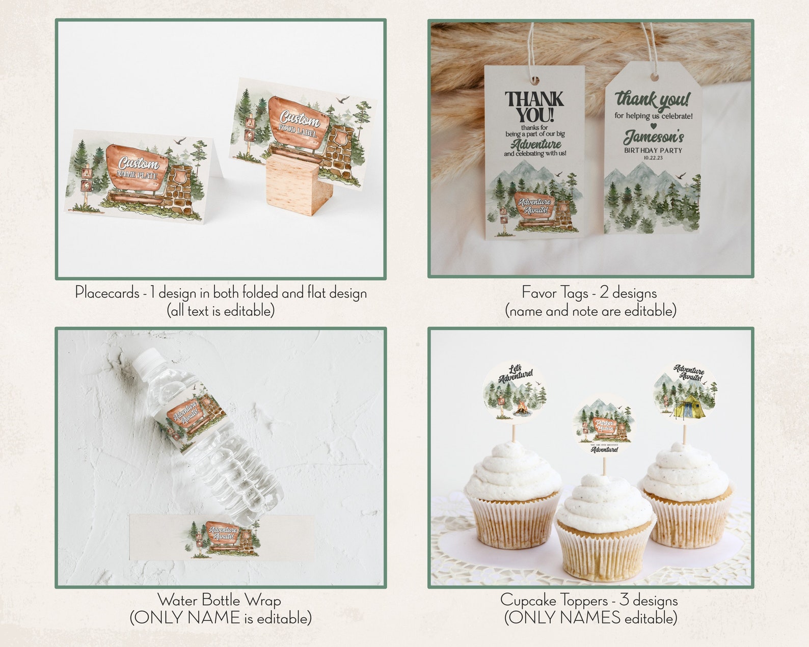 National Park First Birthday Bundle Printable Template, Woodland ...