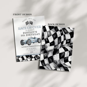 Blue Race Car Birthday Party Invitation Template, Instant Download Race ...