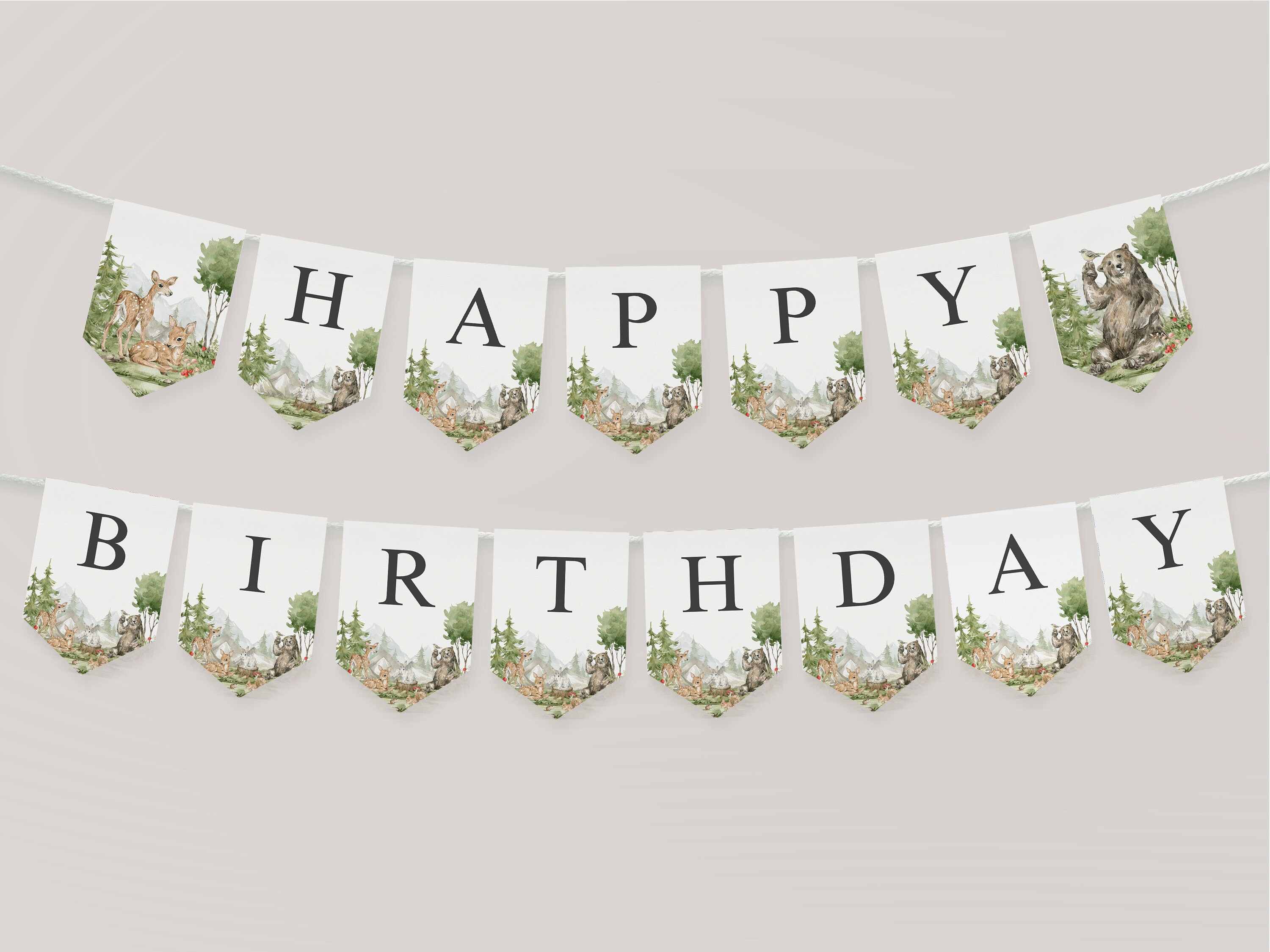 Woodland Animals Birthday Party Banner Printable Template, Adventure ...