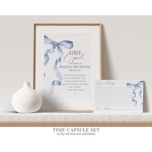 Blue Bow First Birthday Bundle Printable Template, Fancy Coquette Bow ...