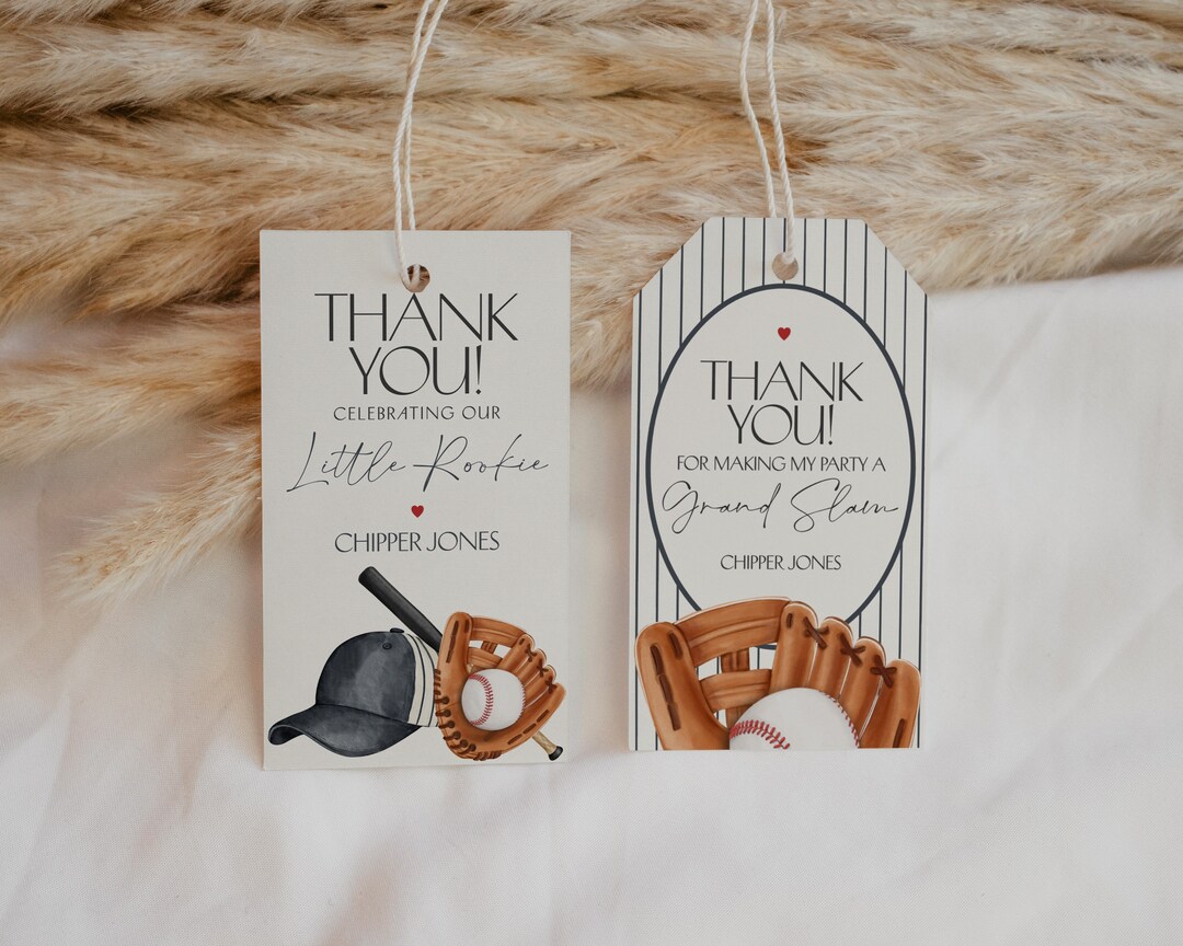 Baseball Favor Tags Printable Template, Little Rookie Theme Birthday ...