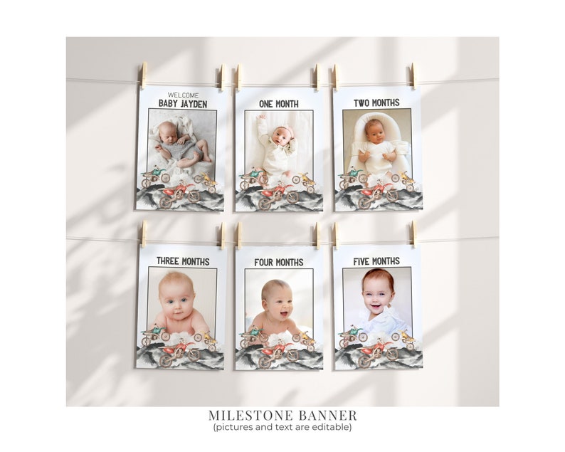 Dirt Bike Fast One First Birthday Bundle Printable Template, Little ...