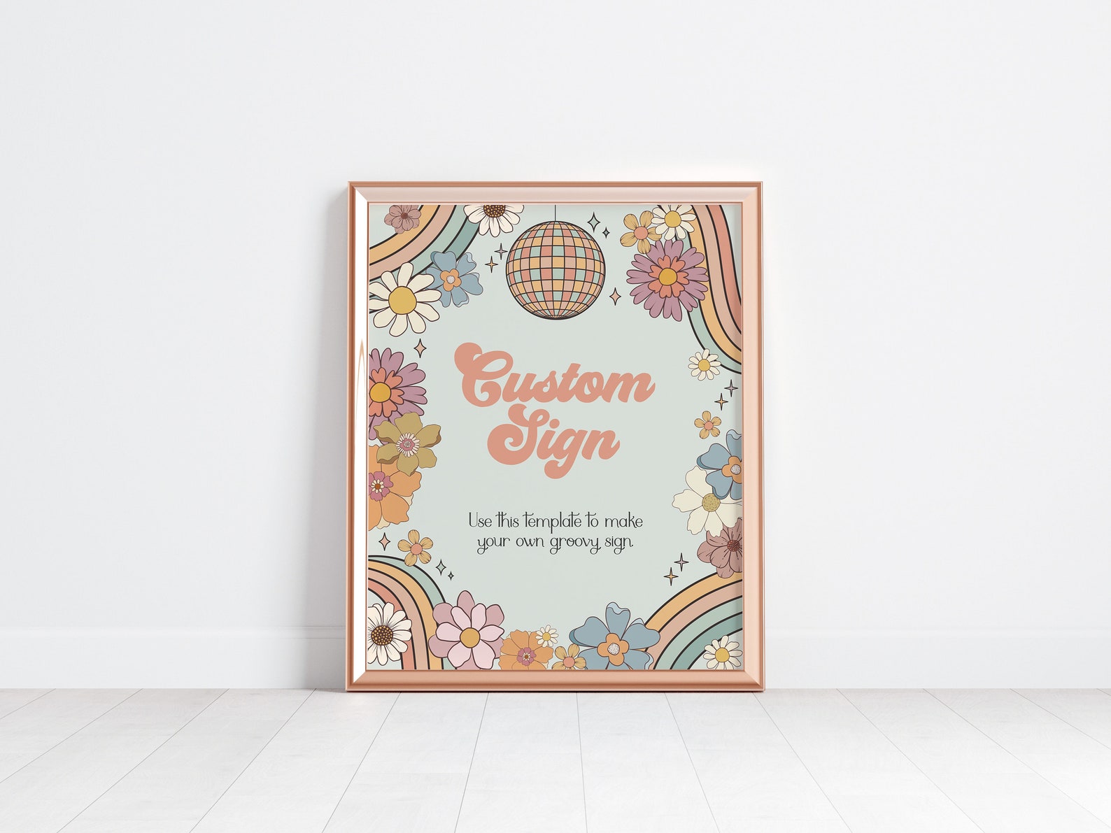 Groovy Floral Custom Sign Printable Party Decor, Groovy Baby Shower or ...