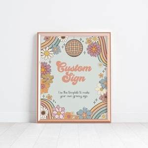 Groovy Floral Custom Sign Printable Party Decor, Groovy Baby Shower or ...