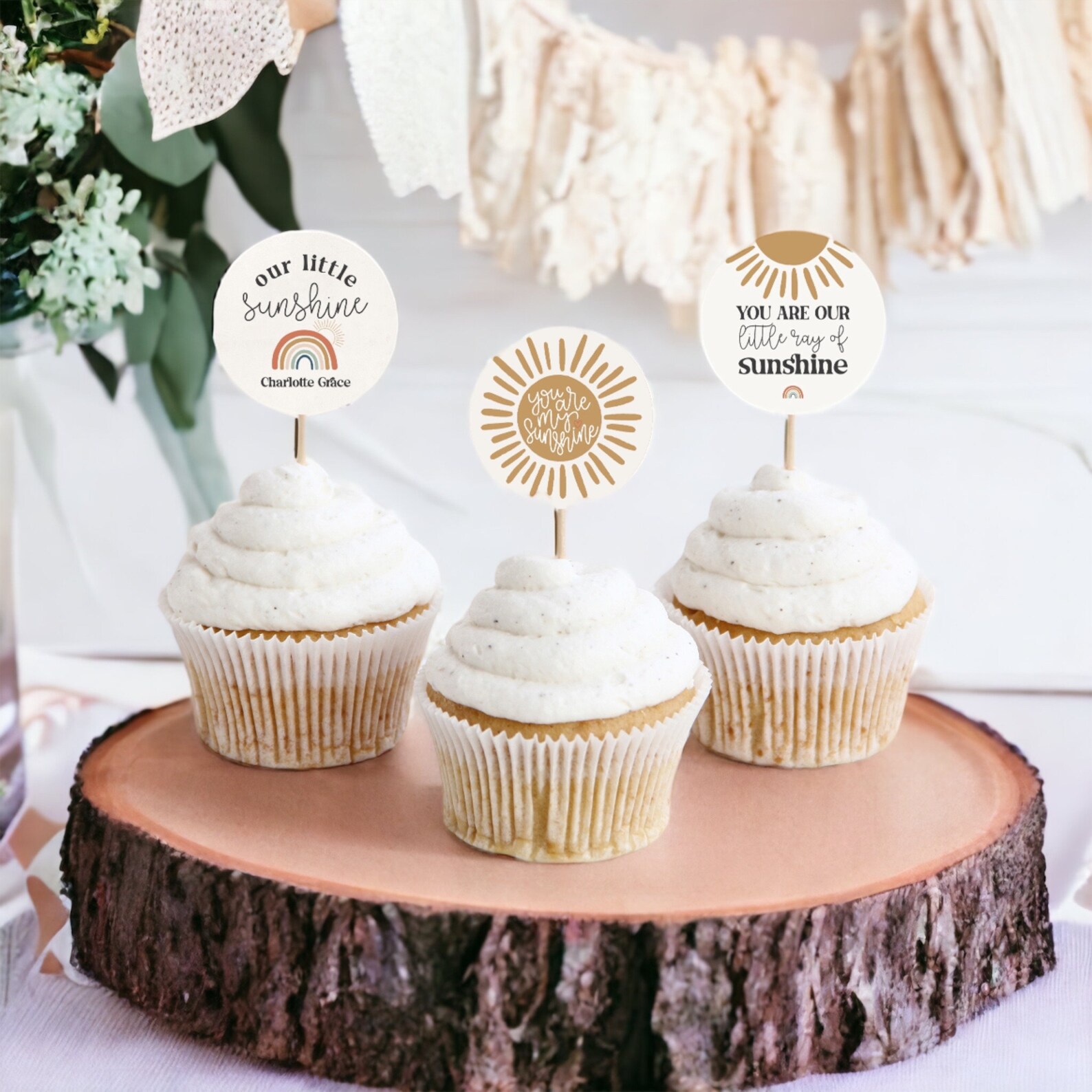 You Are My Sunshine Cupcake Toppers Printable Template, Gender Neutral ...