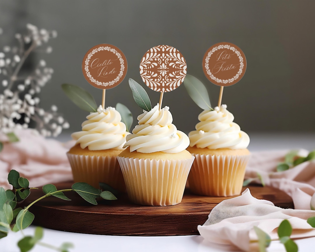 Clay Talavera Cupcake Toppers Template, Burnt Orange Spanish Tile ...