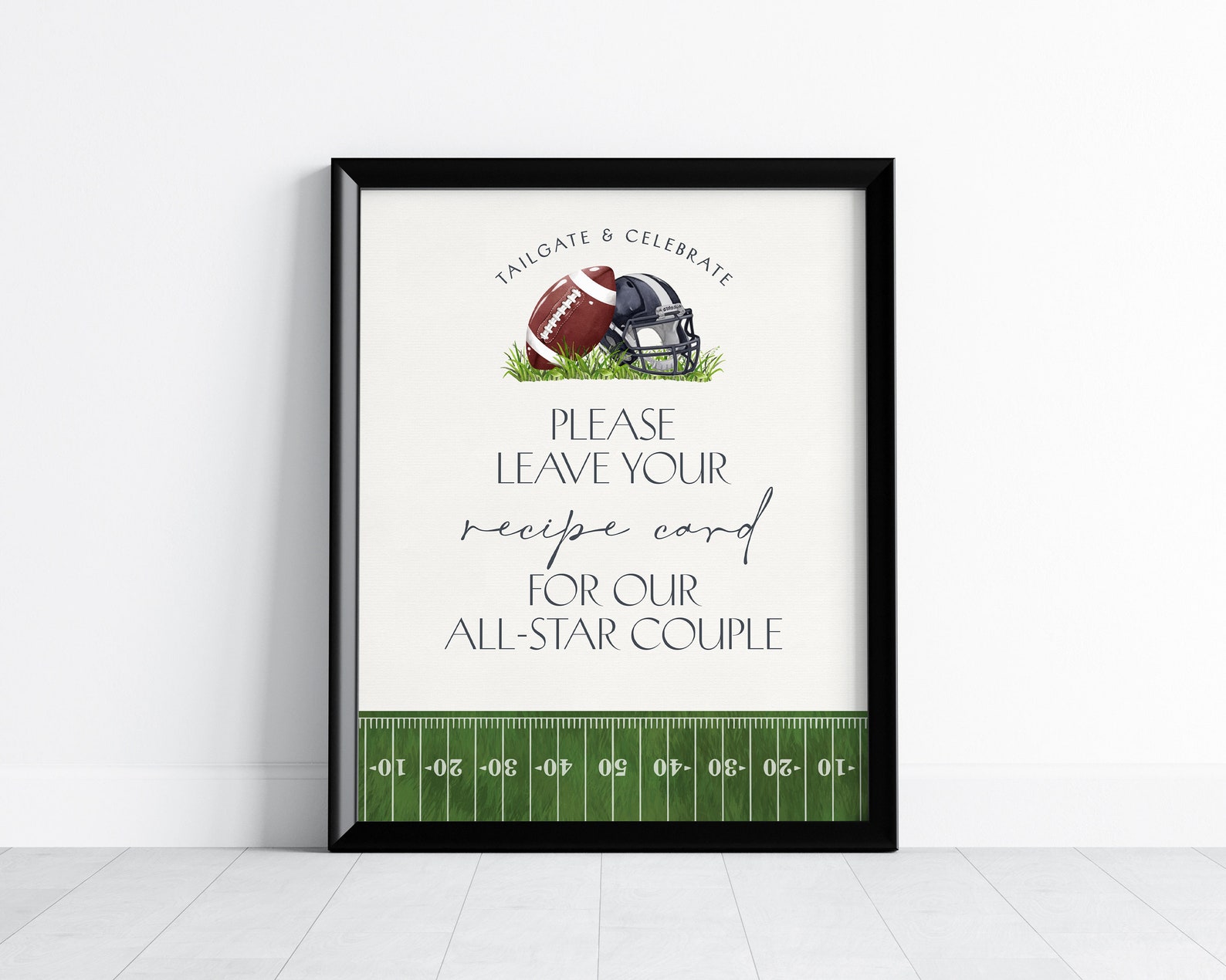 Football Recipe Card Printable Template for Couples Shower, Tailgate ...