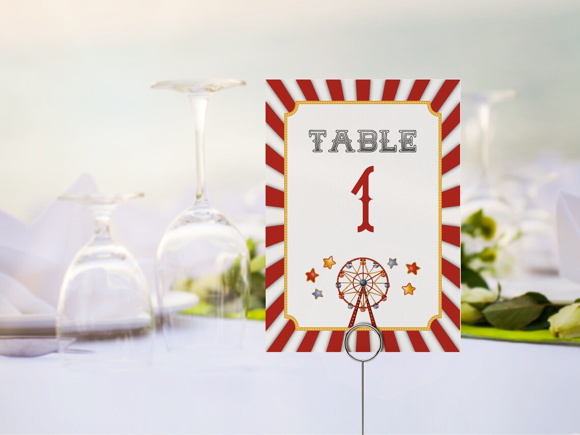 Circus Party Table Numbers Printable Template, Baby Shower or Birthday ...