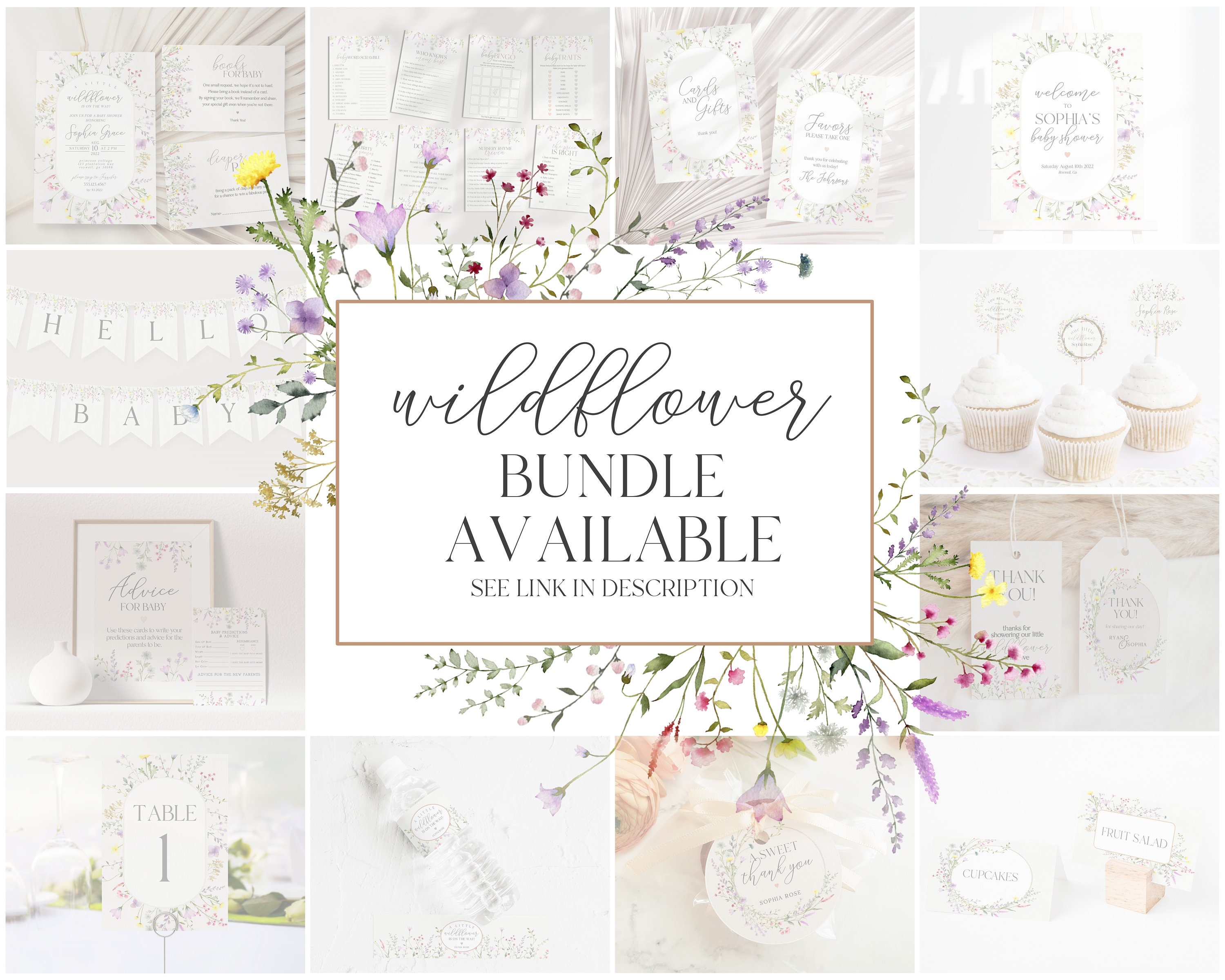 Delicate Wildflower Party Signage Printable Party Decor - Etsy