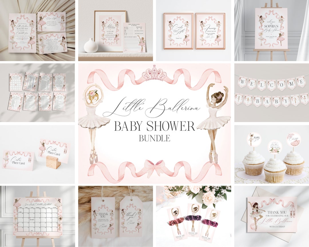 A Little Ballerina Baby Shower Bundle Printable Template, Tutu Excited ...
