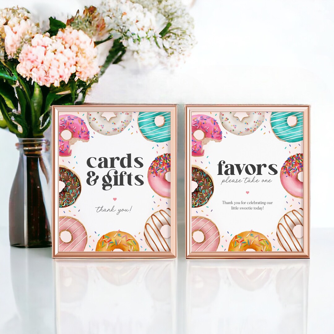 Donut Sprinkles Cards and Gifts Sign and Favors Sign Template Girl Baby ...