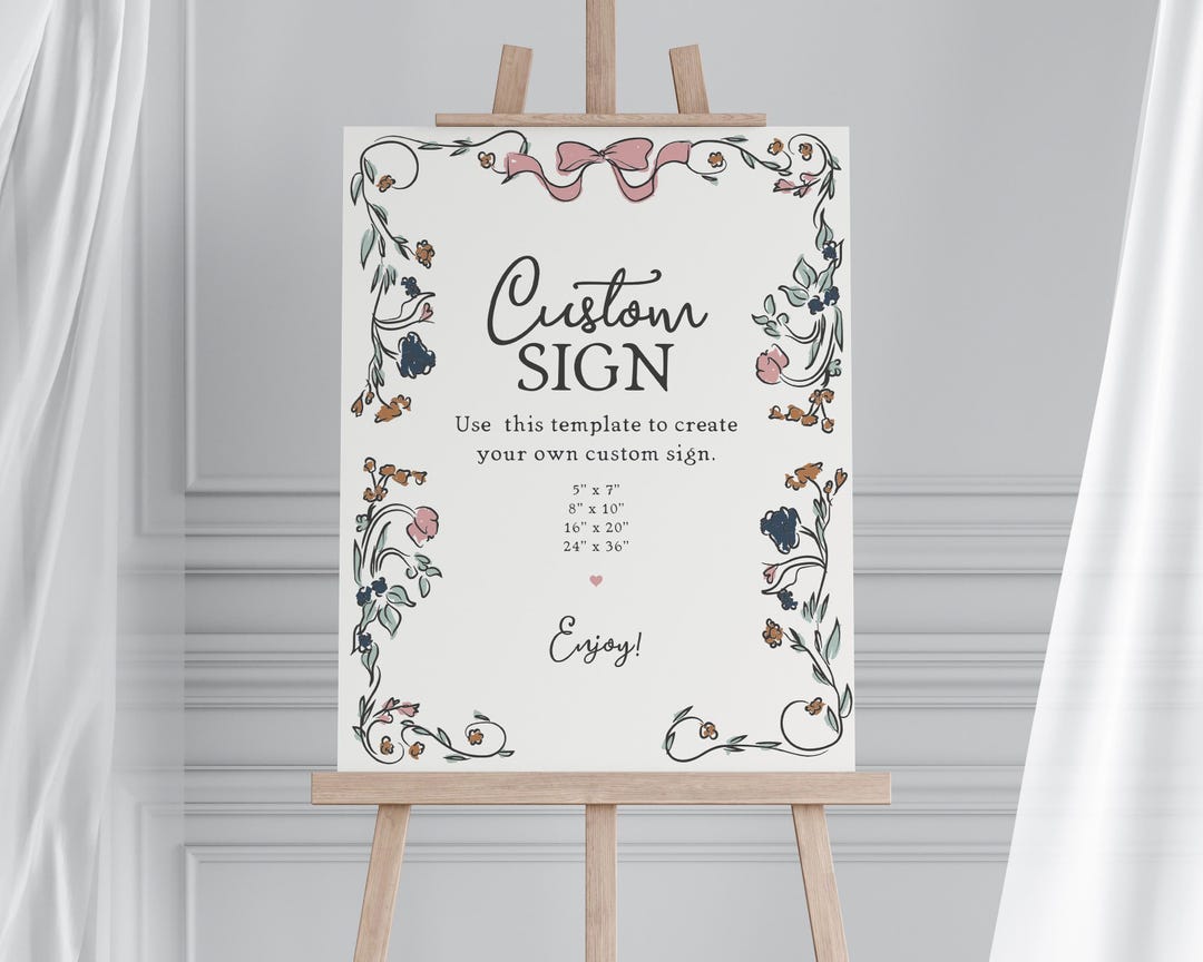 French Floral Custom Sign, Printable Party Decor for Baby or Bridal ...