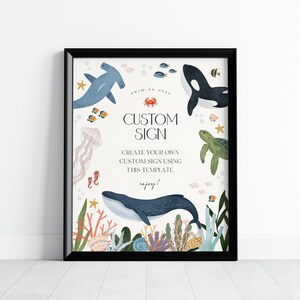Under the Sea Custom Sign Printable Template, One-der the Sea First ...