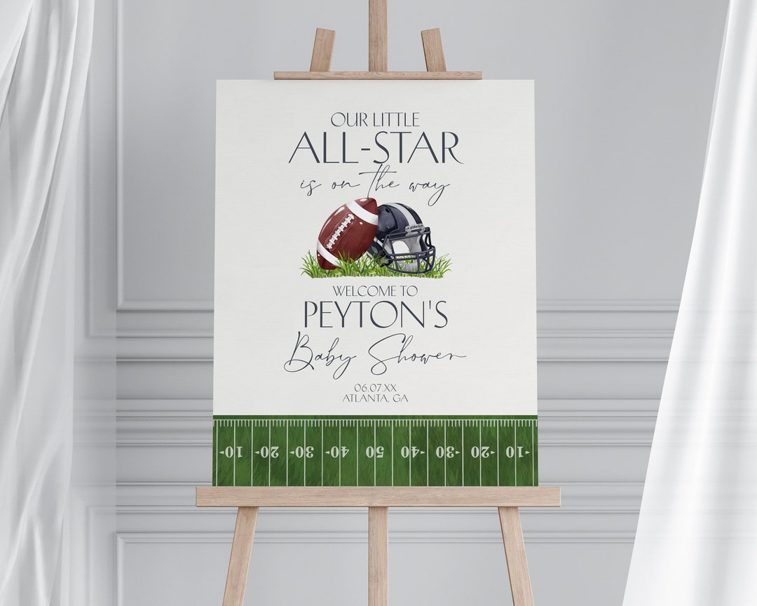 Football Baby Shower Welcome Sign Printable Template, Little All-star ...