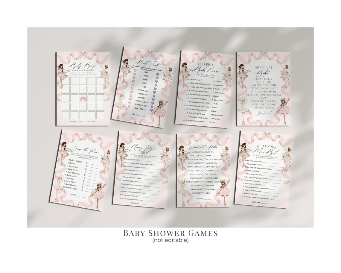 A Little Ballerina Baby Shower Bundle Printable Template, Tutu Excited ...