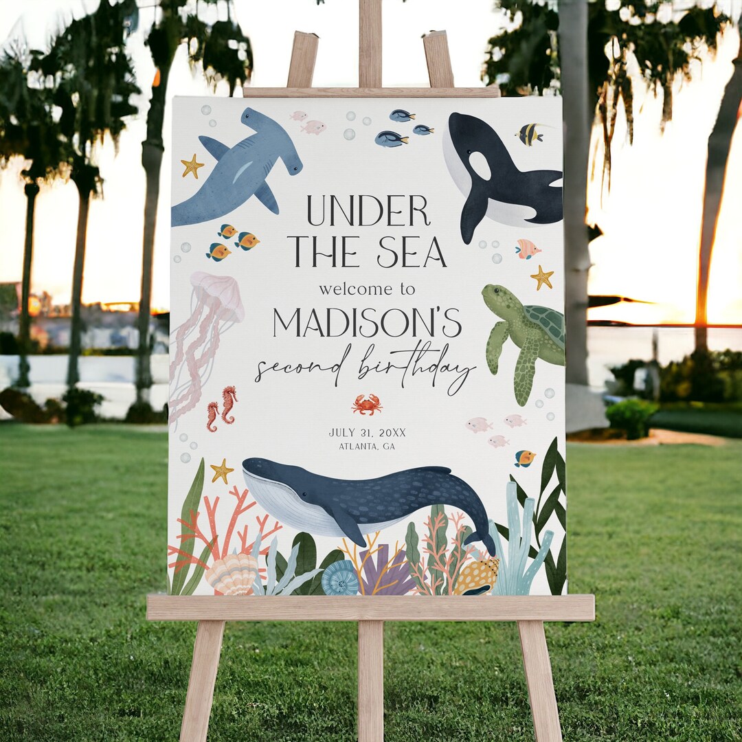 Under the Sea Birthday Welcome Sign Printable Template, Ocean Birthday ...