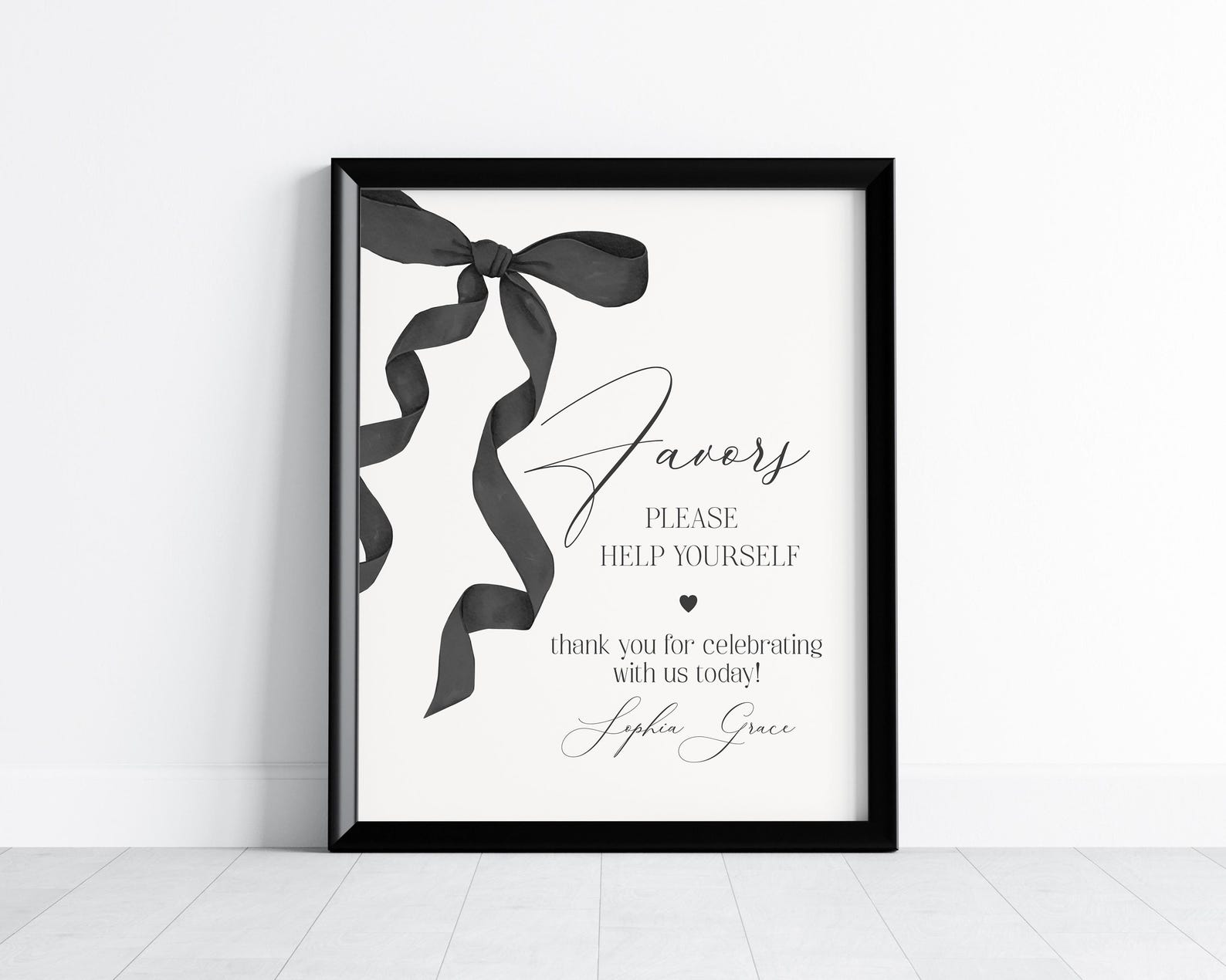 Black Bow Cards & Gifts and Favors Sign Printable Template, Preppy ...