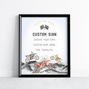 Dirt Bike Custom Sign Printable Template, Little Racer Baby Shower or ...