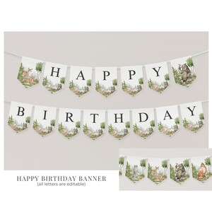 Woodland Animals Birthday Party Banner Printable Template, Adventure ...