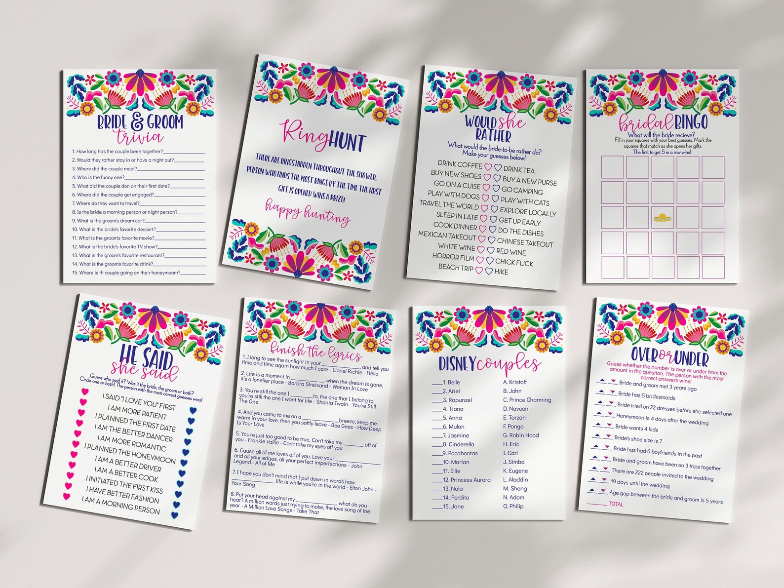Fiesta Bridal Shower Games Bundle Bridal Shower Games - Etsy