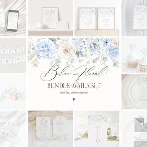 Blue Floral Baby Shower Banner Printable Template, Blue Baby in Bloom ...