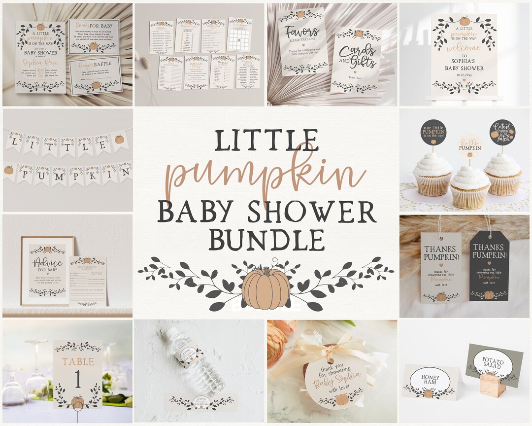 Little Pumpkin Baby Shower Bundle Printable, Fall Baby Shower Games ...