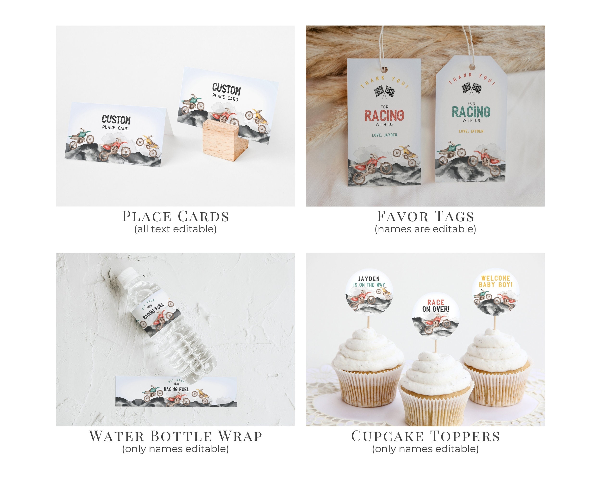 Dirt Bike Baby Shower Bundle Printable Template, Race on Over Baby ...