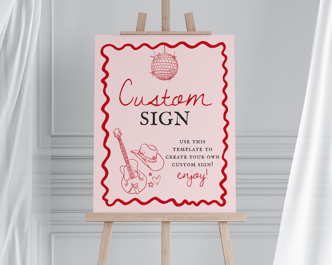 Disco Cowgirl Custom Sign Template, Cowgirl Bach Bridal Birthday ...
