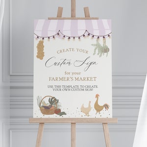 Pink Farmers Market Custom Sign Printable Party Decor for Girl Baby ...