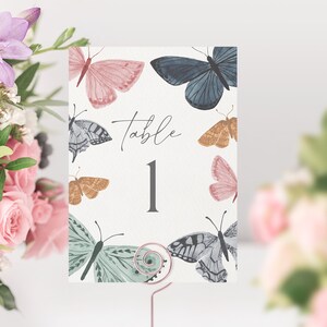 Boho Butterfly Table Number Card Printable Template, Enchanted Summer ...