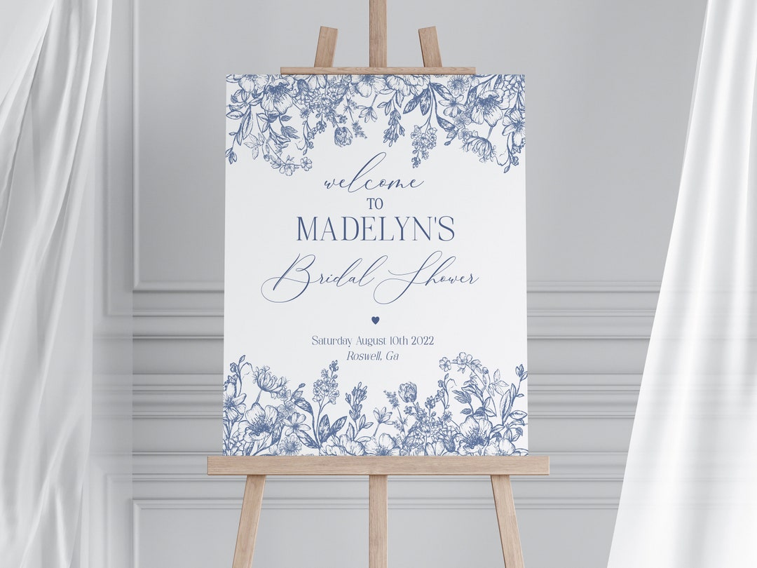 Blue Chinoiserie Bridal Shower Welcome Sign Printable Template ...