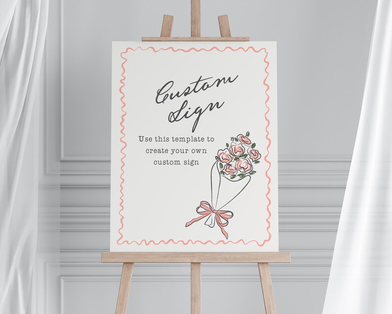 Pink Flower Market Custom Sign Template, Market Bridal Shower ...