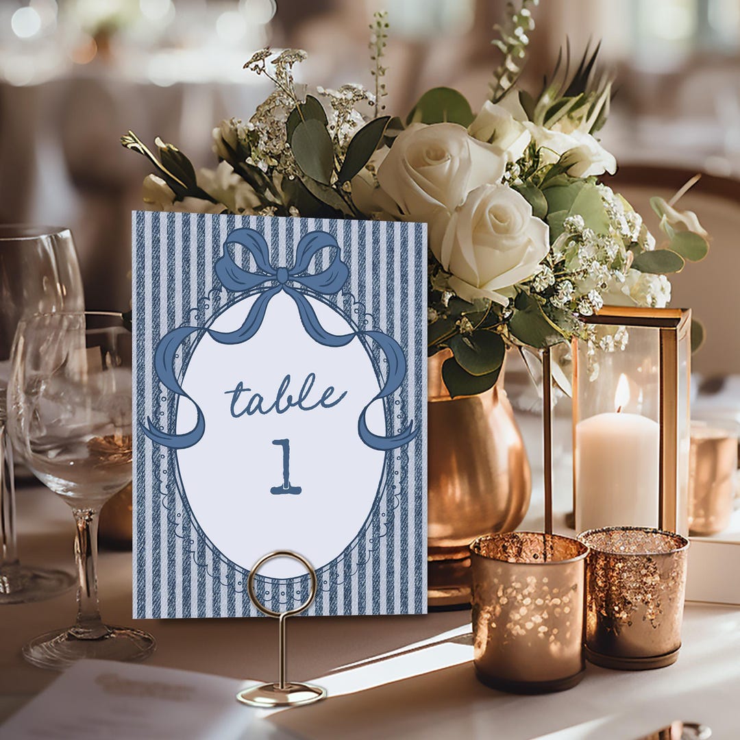 Blue Jean Baby Shower Table Number Cards Template, Denim Baby Sprinkle ...