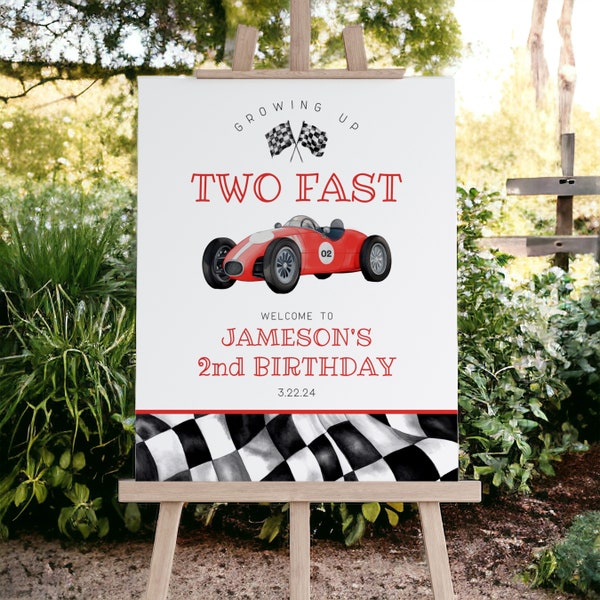 Two Fast Birthday Welcome Sign - Etsy