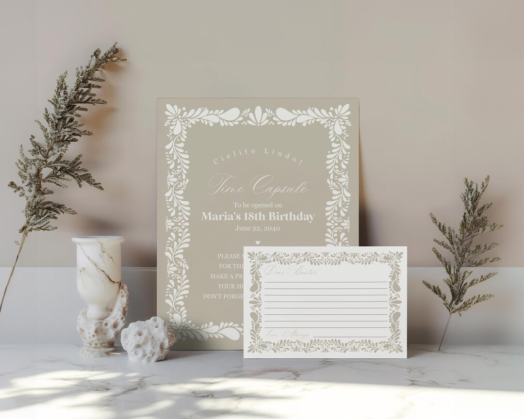 Beige Talavera Time Capsule Sign Template, Spanish Tile Birthday Time ...