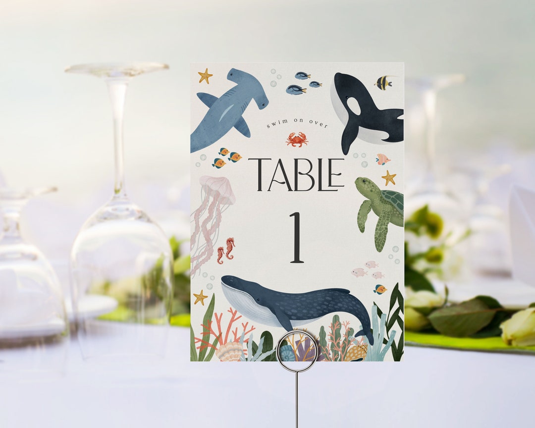 Under the Sea Table Number Printable Template, One-der the Sea First ...