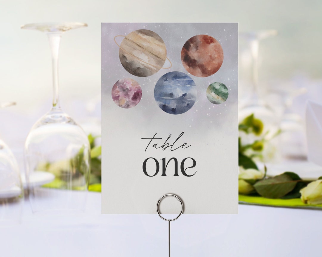 Outer Space Editable Table Numbers Printable Template, Planets Baby ...