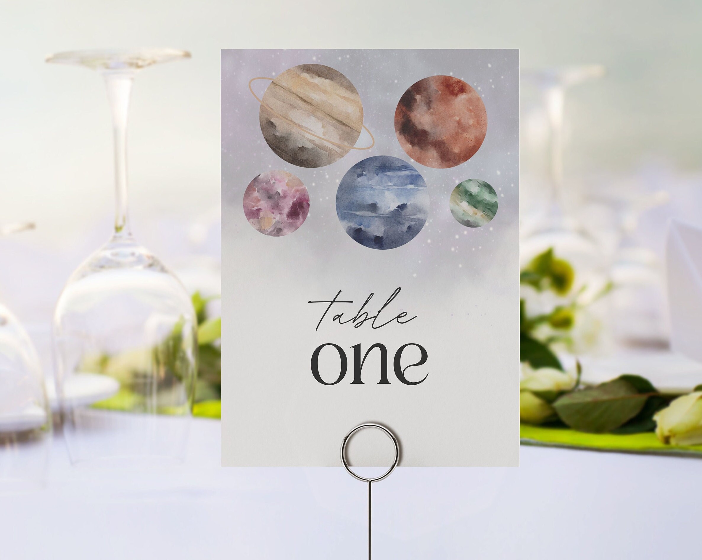 Outer Space Editable Table Numbers Printable Template, Planets Baby ...