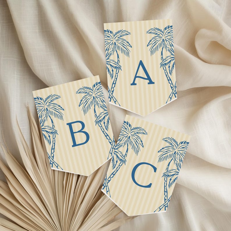 Yellow Palm Springs Bridal Shower Banner Template, Vintage Palm Tree ...