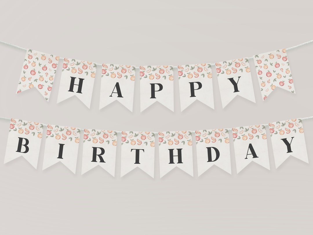 Sweet Peach Happy Birthday Banner, Personalized Banner Little Peach ...