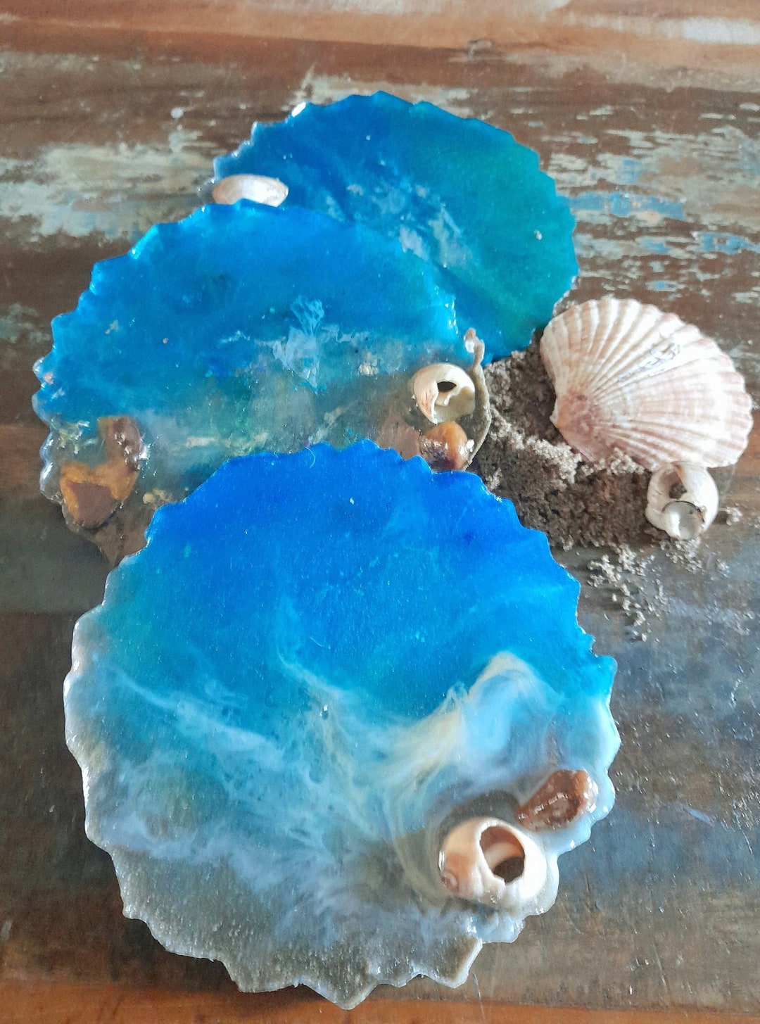 Beach Resin Coasters/ Coaster Set/ Ocean Resin Coasters All Handmade ...